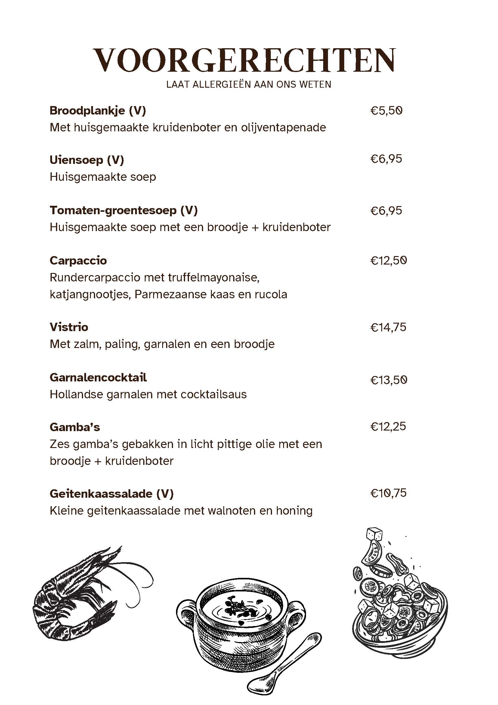 Restaurant Bij Ons Thuys » Menukaart